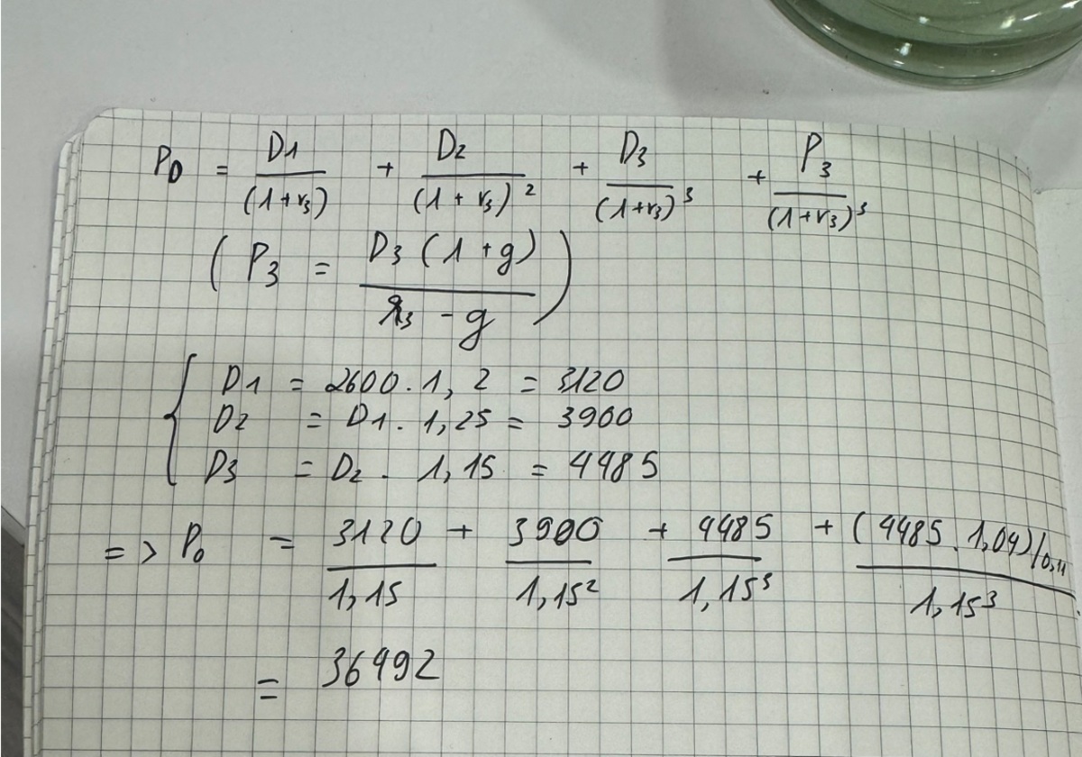 Bài tập điểm danh - Bài tập qttc - quản trị tài chính - D1 Dz PD D3 P 3 ( P3 D3 (1 g ) As D1 ...