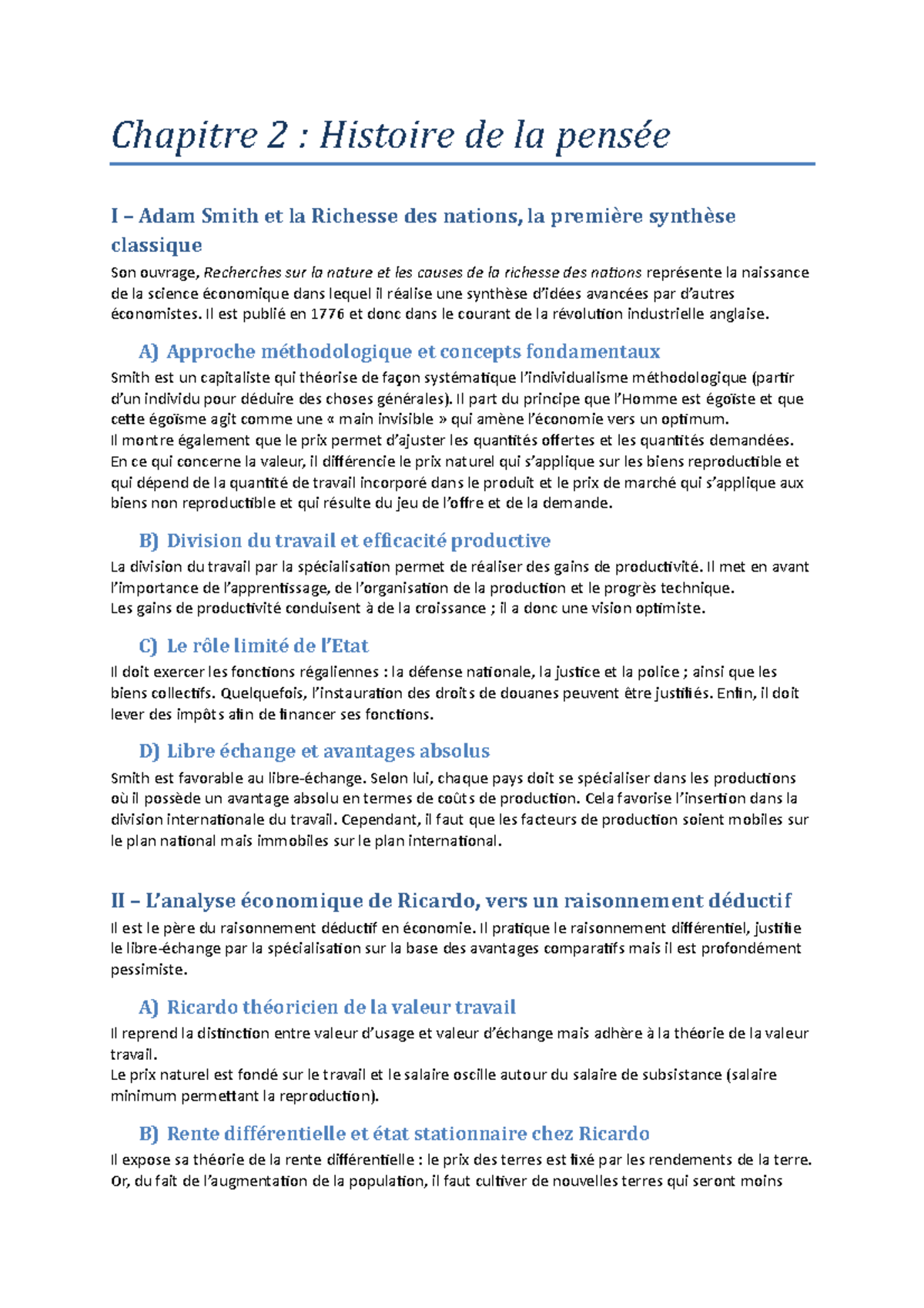 Chapitre 2 - Histoire de la pensée - Chapitre 2 : Histoire de la pensée ...