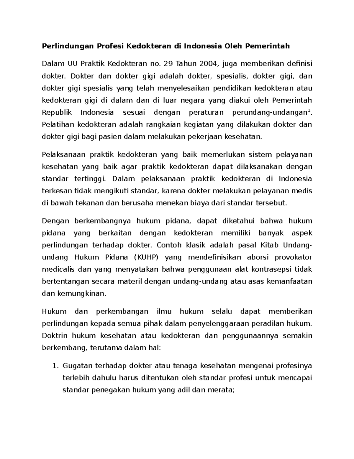 0. Perlindungan Profesi Kedokteran di Indonesia Oleh Pemerintah - 29 ...