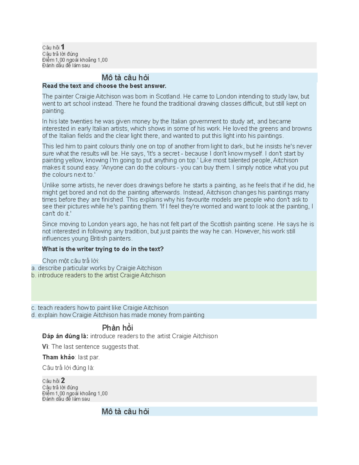 Dọc 3 - Doc 3 - Câu hỏi 1 Câu trả lời đúng Điểm 1,00 ngoài khoảng 1 ...