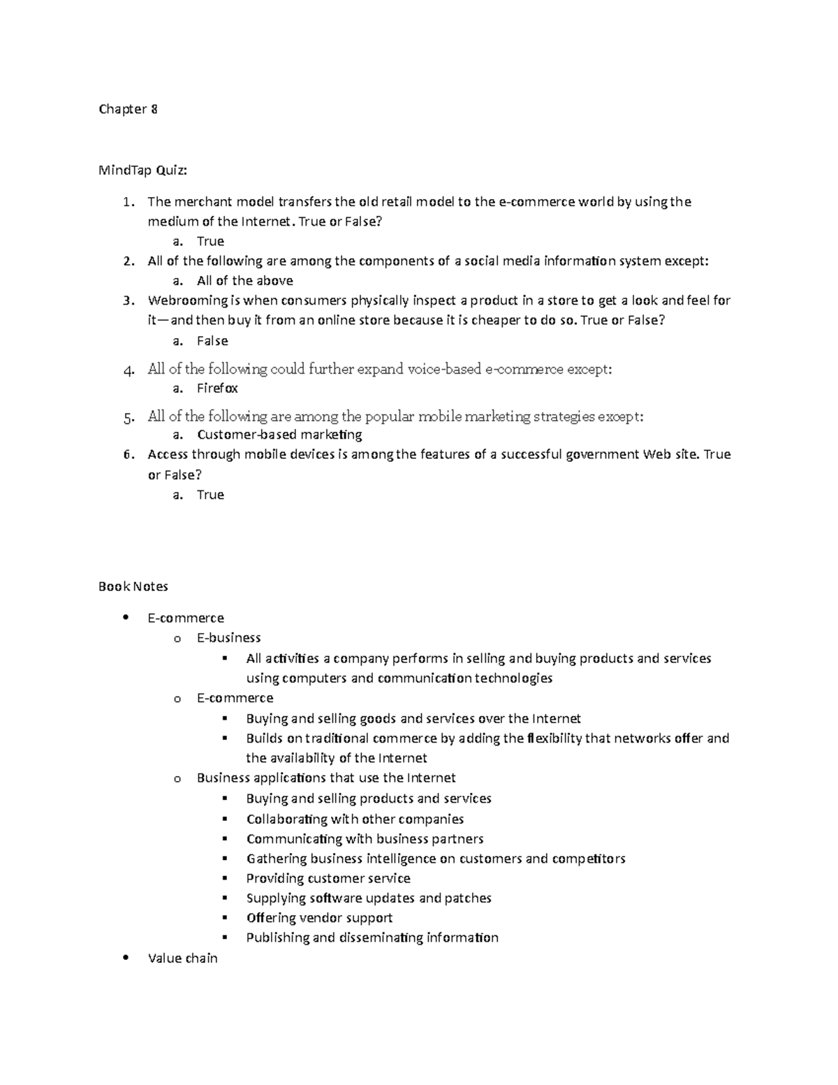 Chapter 8 - Lecture notes 8&9 - MIS 6413 - ASU - Studocu