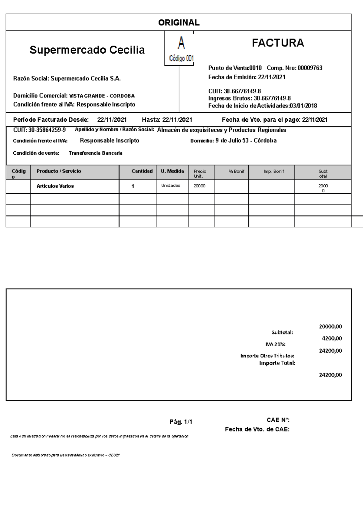 0010-00009763 Sepermercado Cecilia S.A C3 - 20000, 4200, 24200, 24200 ...