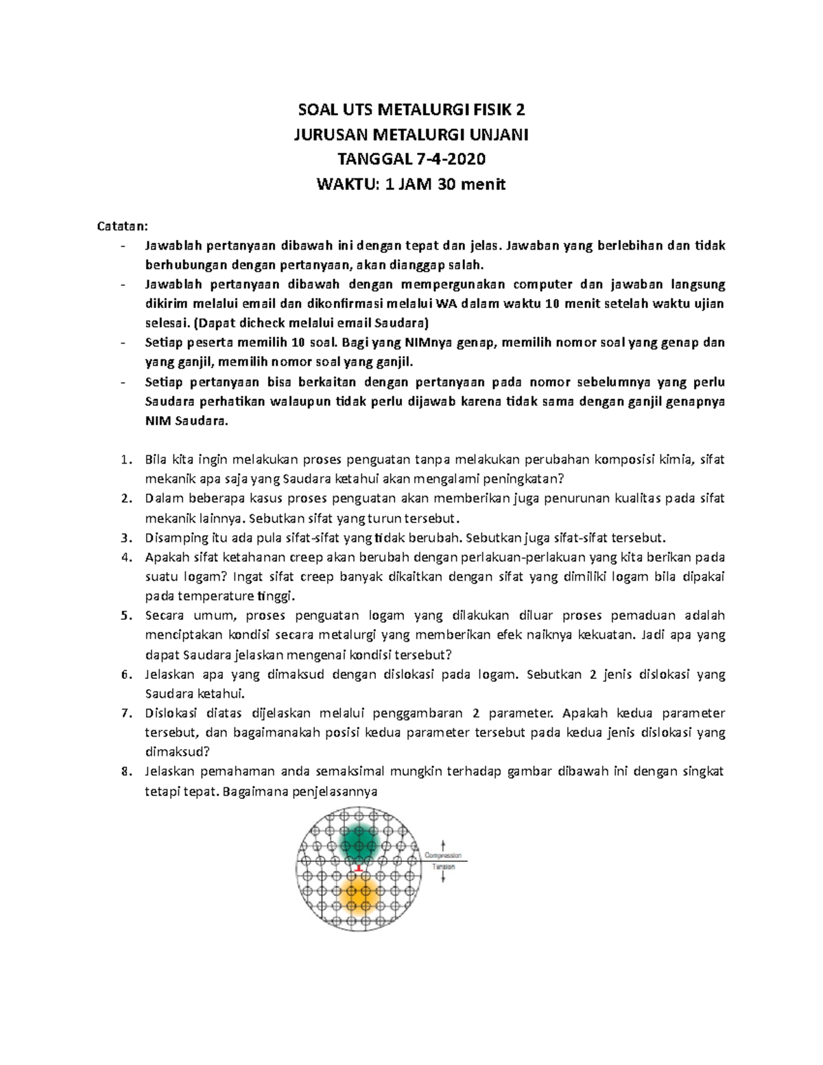 SOAL UTS Metalurgi Fisik 2 - SOAL UTS METALURGI FISIK 2 JURUSAN ...