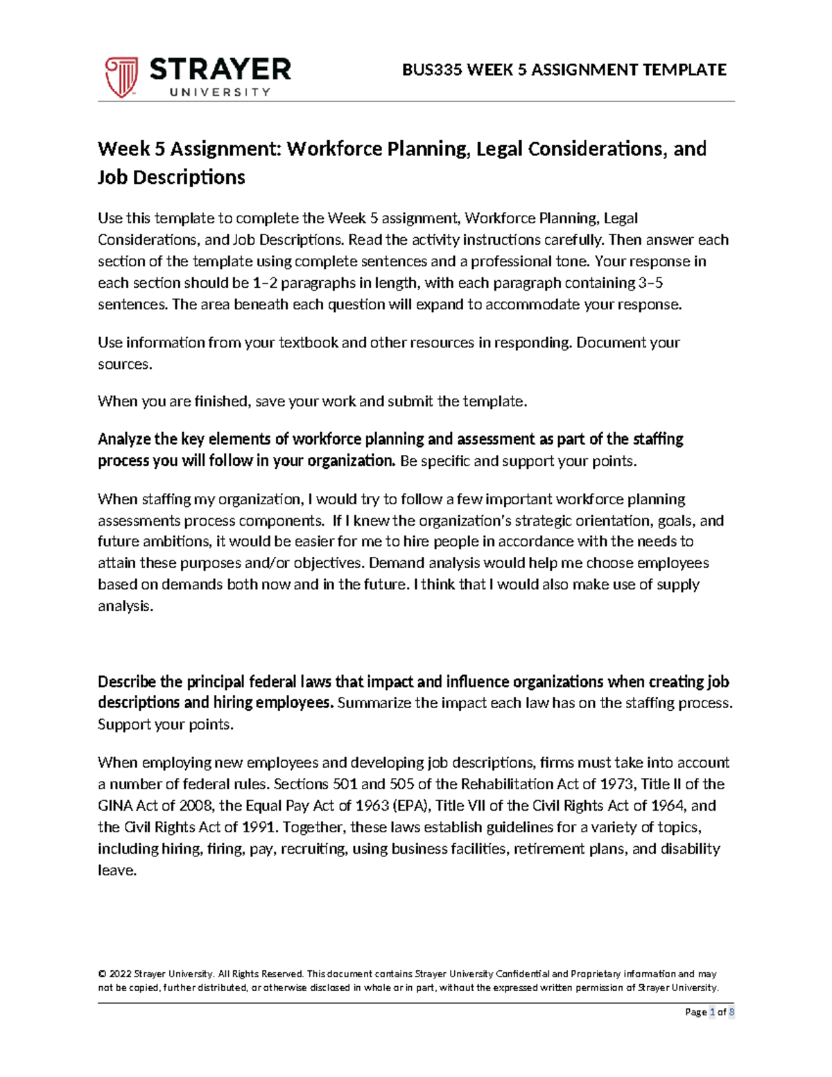 Cf BUS335 week 5 assignment - Week 5 Assignment: Workforce Planning ...