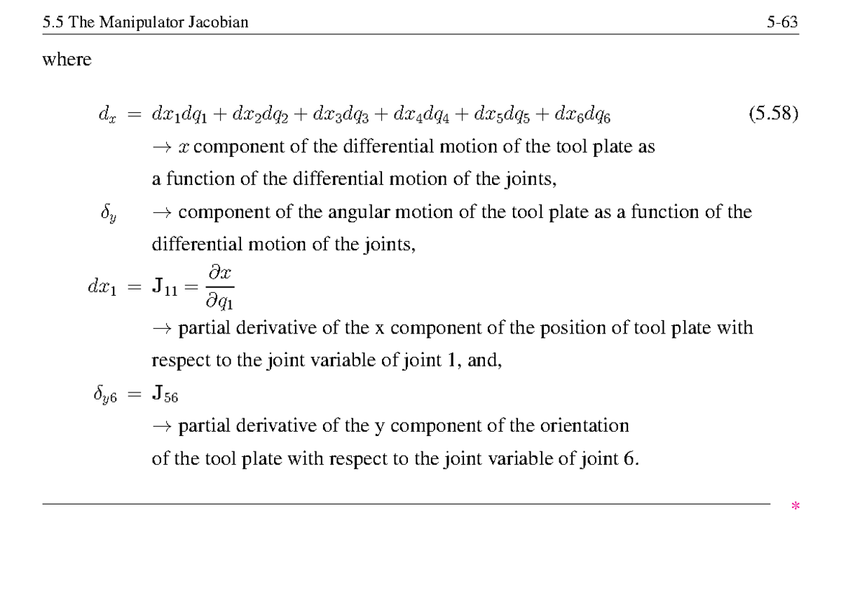 Robotics Lecture Notes Ws 2022 108 Where Dx Dx 1 Dq 1 Dx 2 Dq 2 Dx 3 Dq 3 Dx 4 Dq 4 