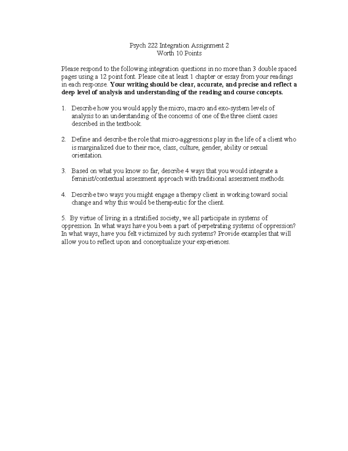 PSYC 222 Assignment 2 - Psych 222 Integration Assignment 2 Worth 10 ...