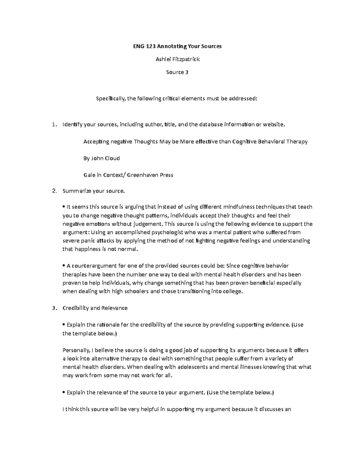 Annotating Assignment for Reflection 3 of 3 - ENG 123 Annotating Your ...