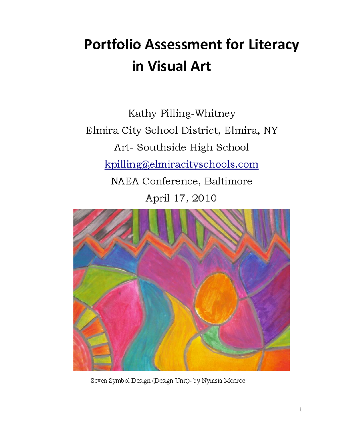 Portfolio Assessment Visual Art Literacy - ! "! ! - Studocu