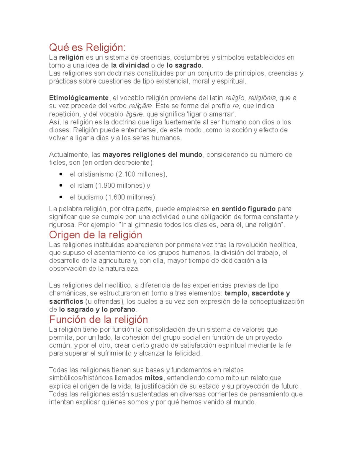 Qué es Religión - Lecture notes 1,2 - Qué es Religión: La religión es ...