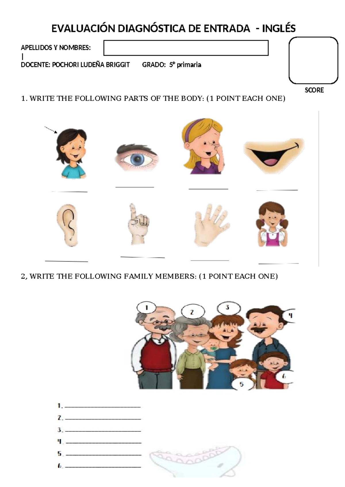 Evaluación Diagnóstica 5° Grado Primaria - Banco y ajustes - EVALUACIÓN ...