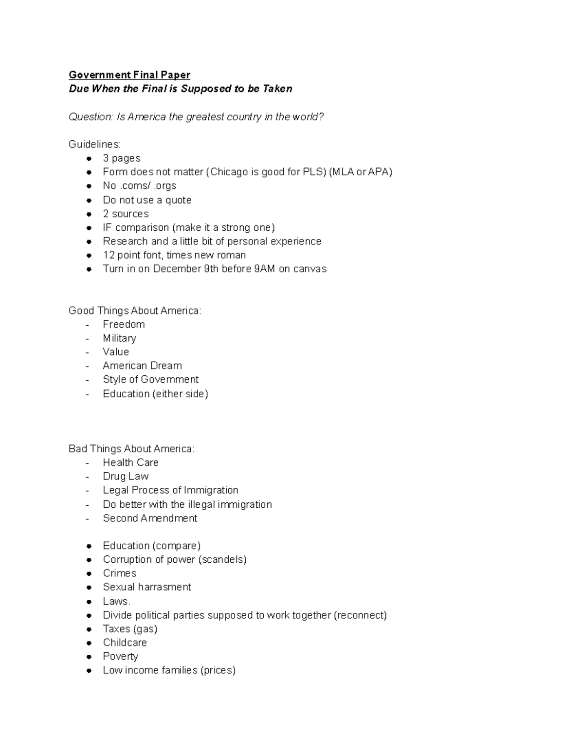 American Government- PLS 201 Final Exam/ Grade Study Guide and Notes ...
