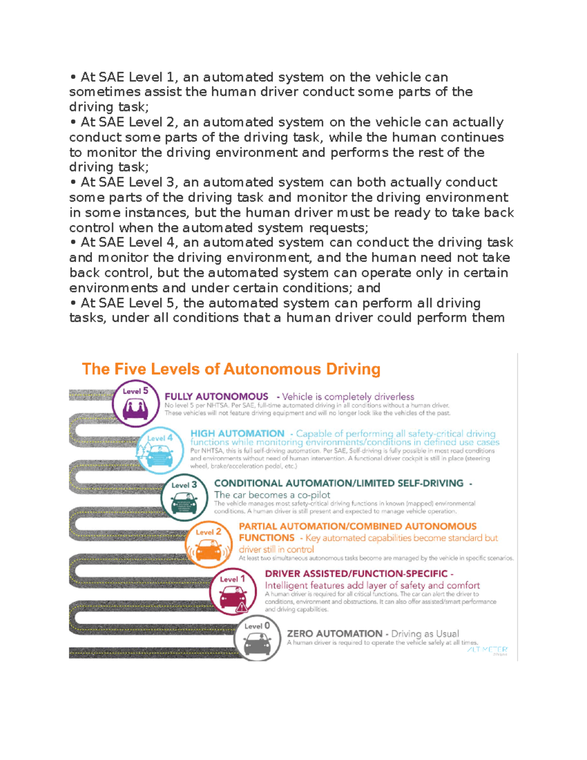 Document - assignment - At SAE Level 1, an automated system on the ...