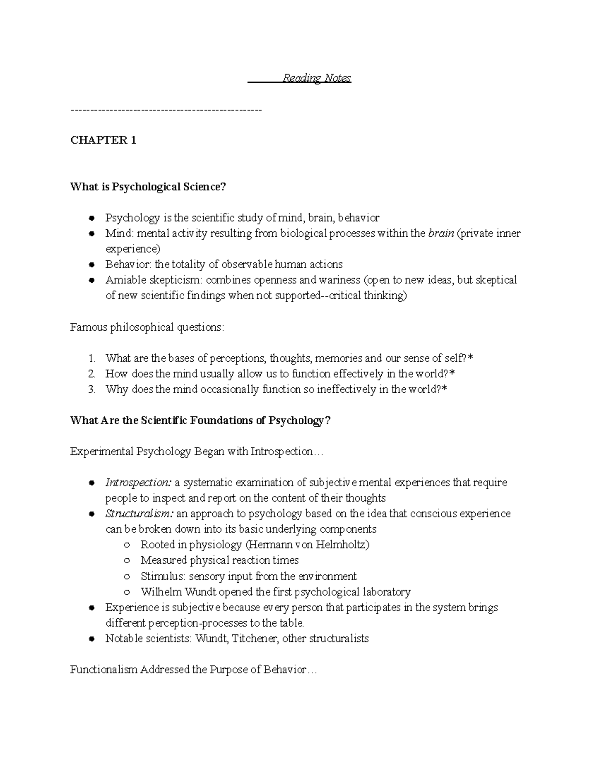 PY 101 Notes (Entire Semester) - PY 101 - Alabama - Studocu