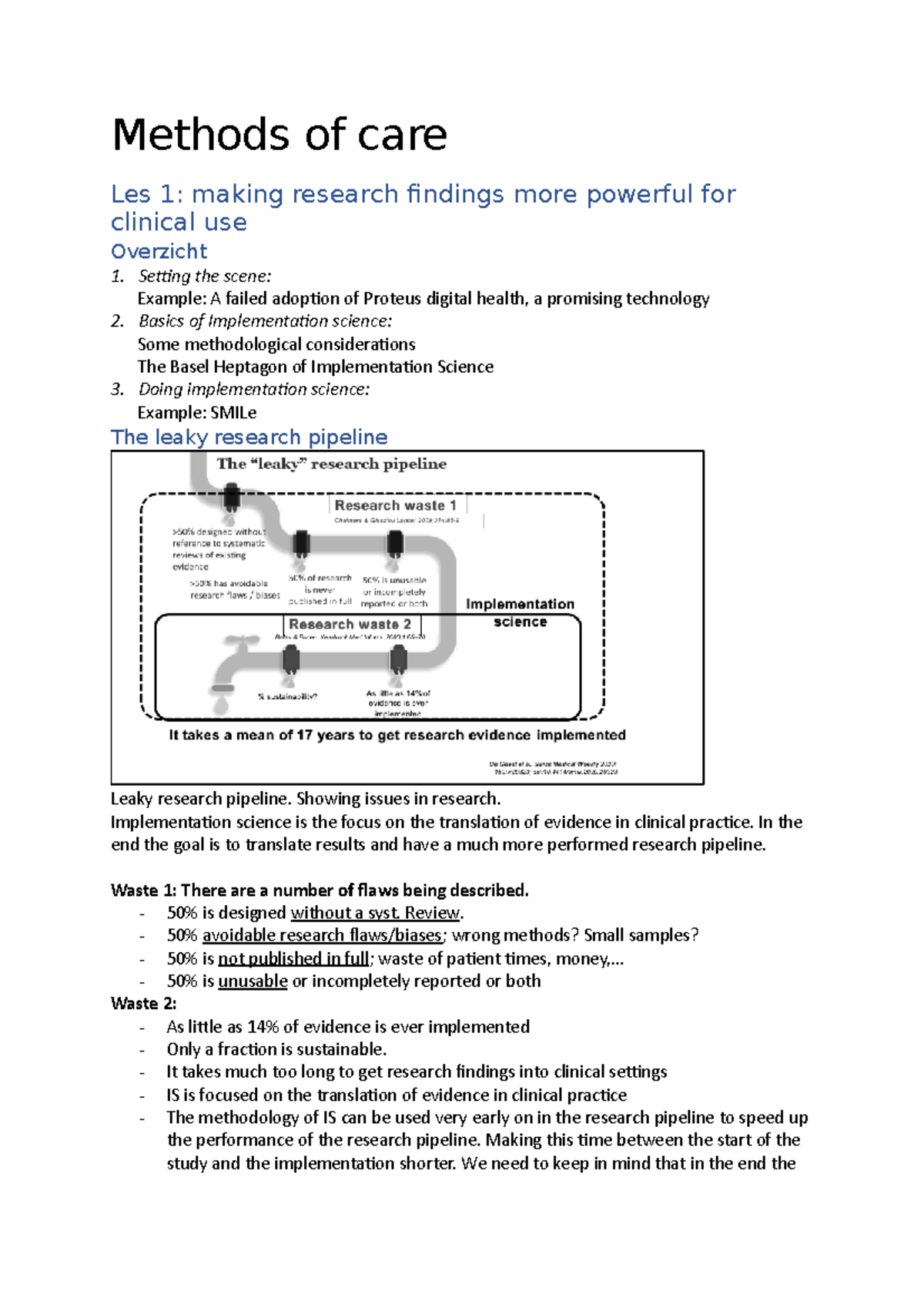 Methods of care samenvatting - Methods of care Les 1: making research ...