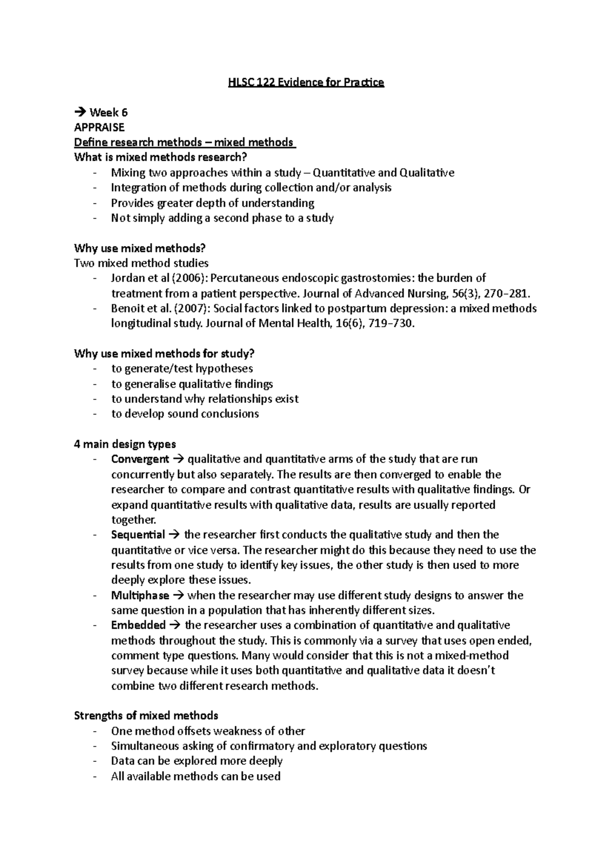 Week 6 - Lecture notes - HLSC120 - ACU - Studocu