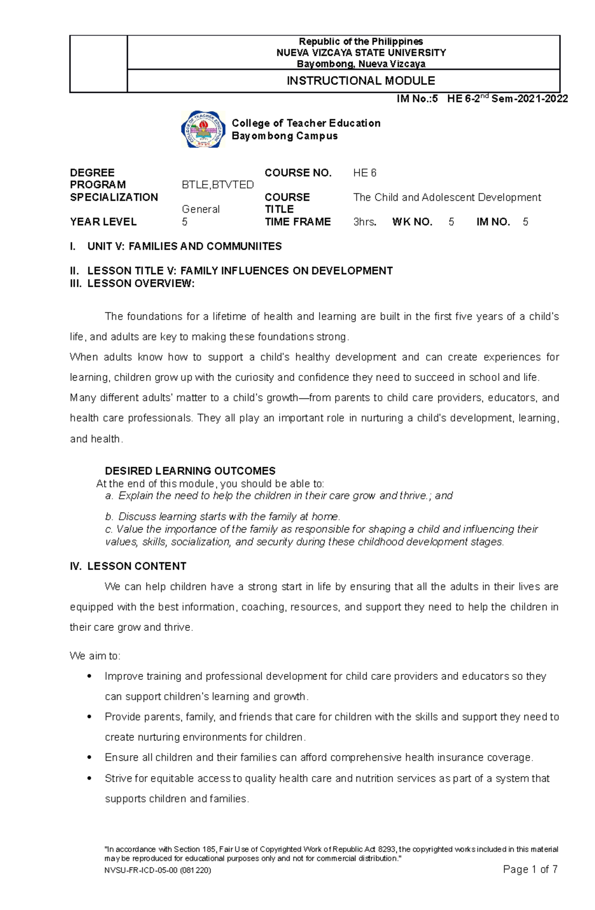 Module-5 in HE 6.Child and Adolescent Development - NUEVA VIZCAYA STATE ...