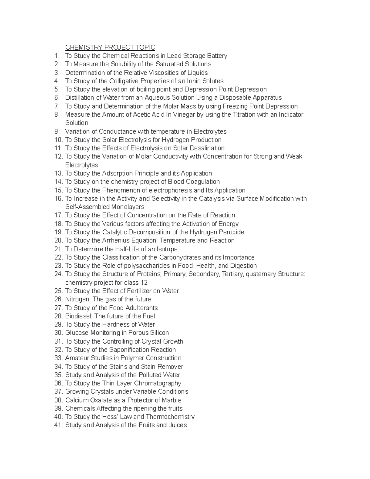 Chemistry Project Topic Class 12 - CHEMISTRY PROJECT TOPIC To Study the ...