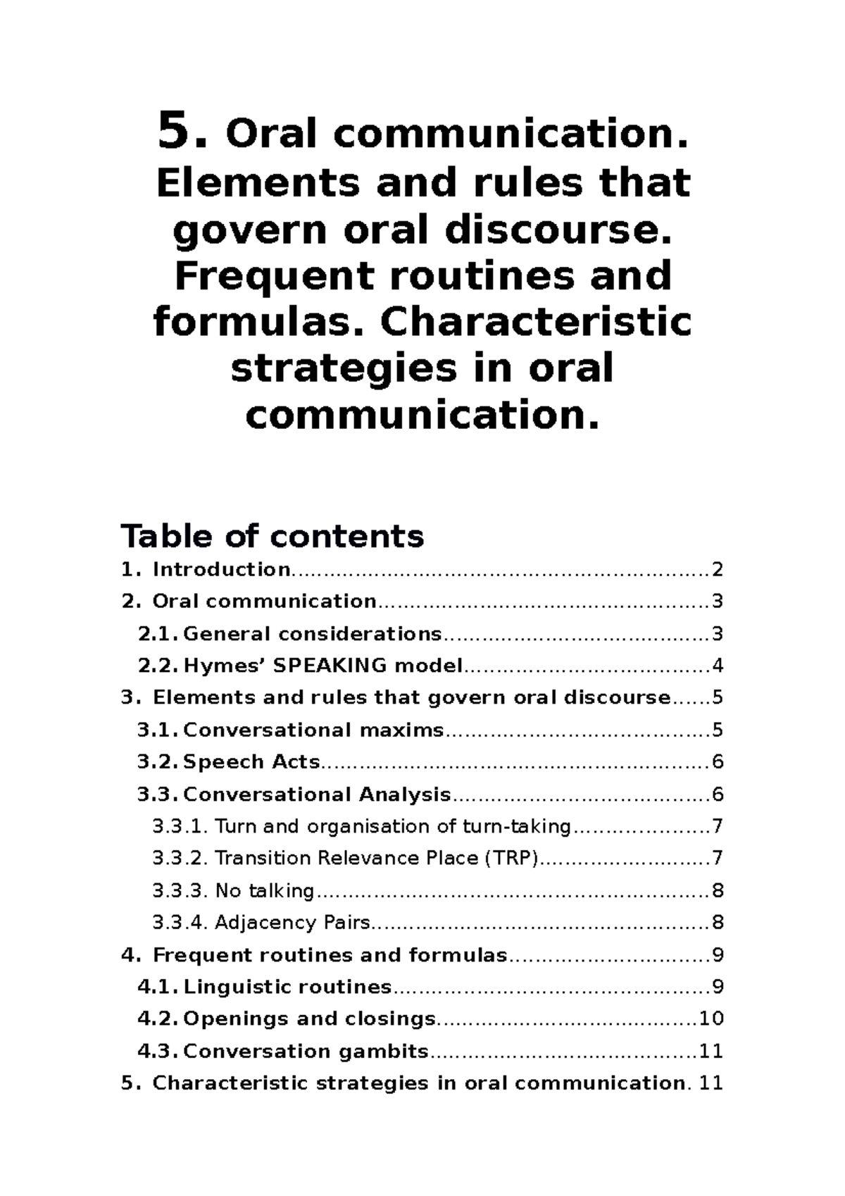 5 Oral Communication Elements And Rules That Govern Oral Discourse