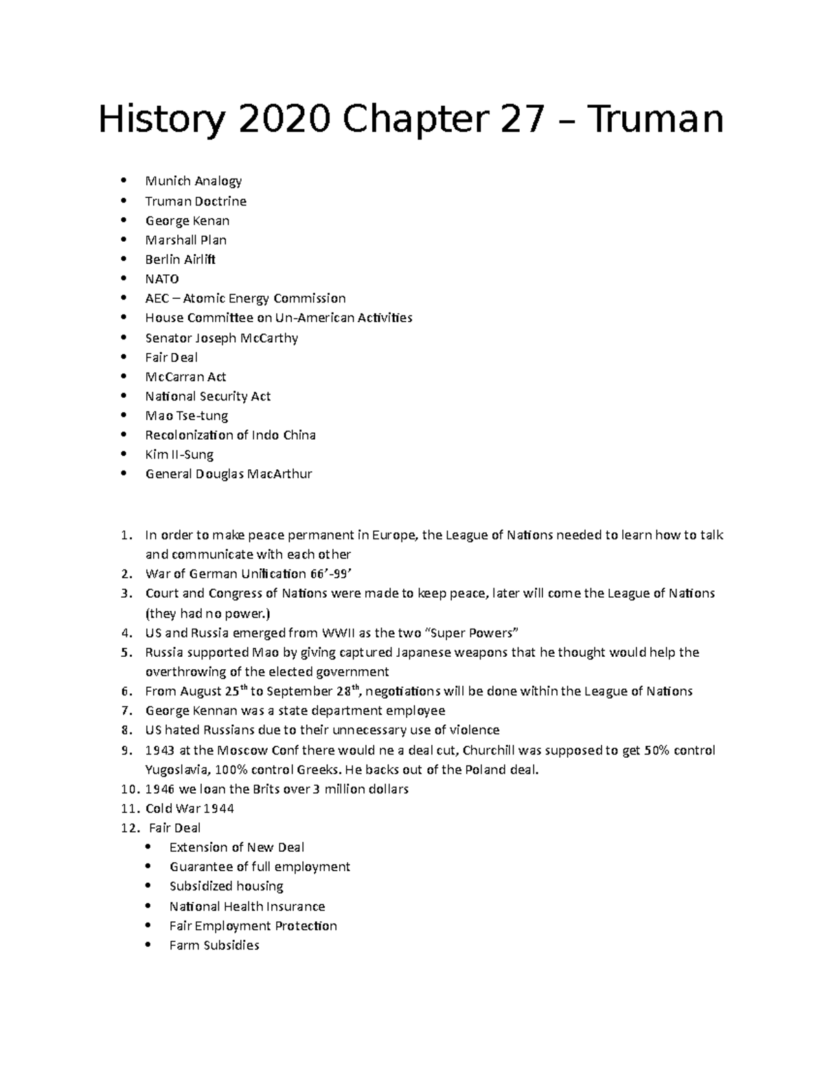 History 2020 Chapter 27- Truman - History 2020 Chapter 27 – Truman ...