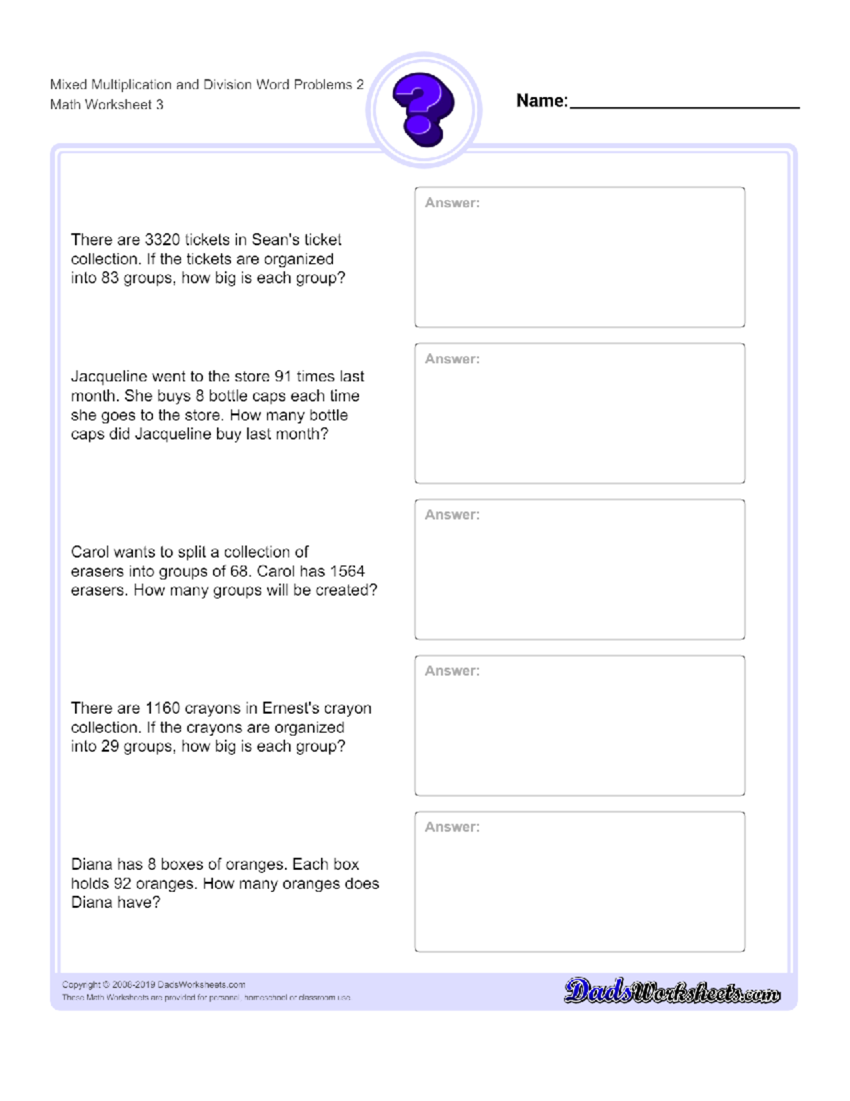 Math Worksheets Word Problems Word Problems Mixed Multiplication and ...