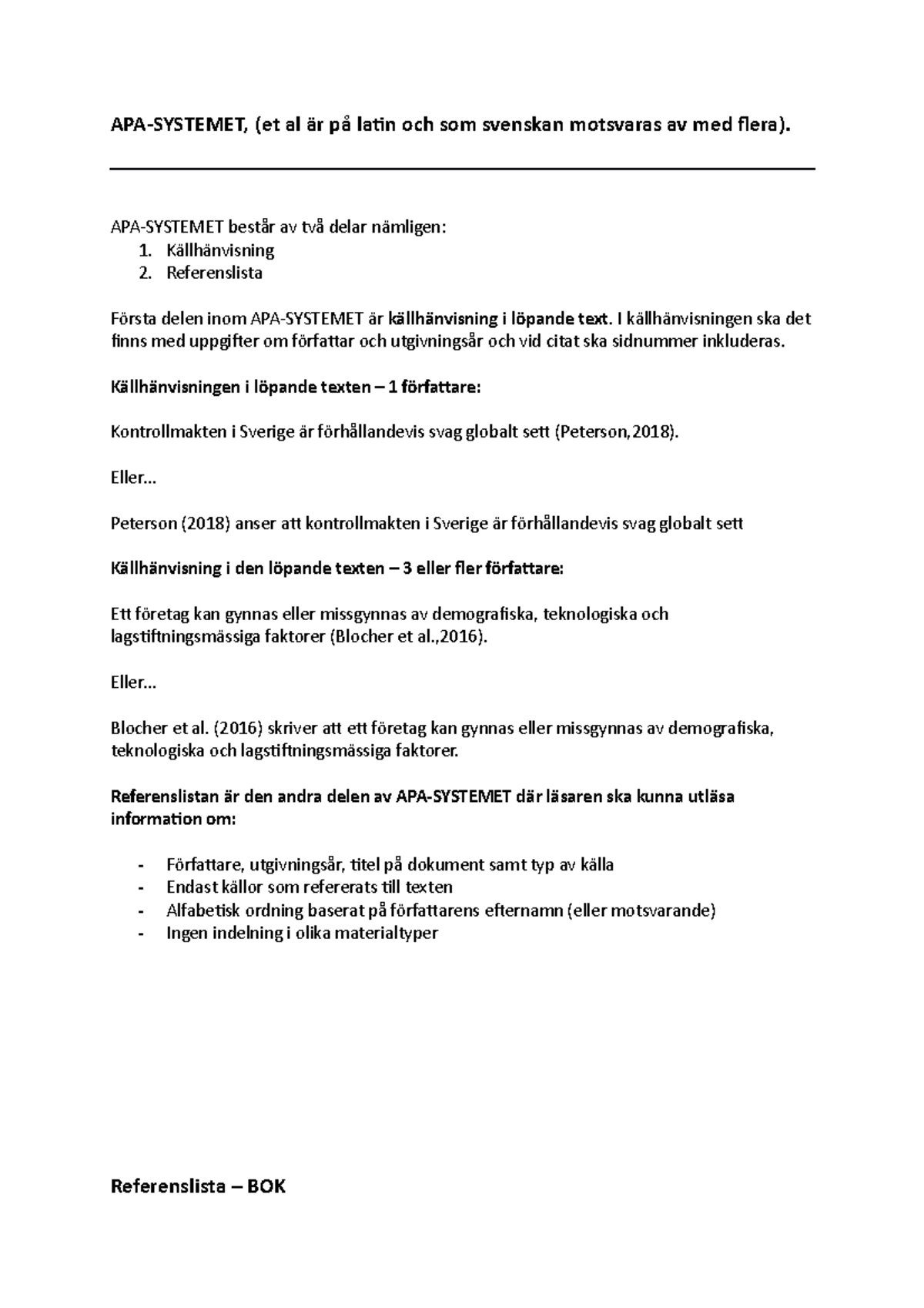 APA- System - APA - APA-SYSTEMET, (et al är på latin och som svenskan ...