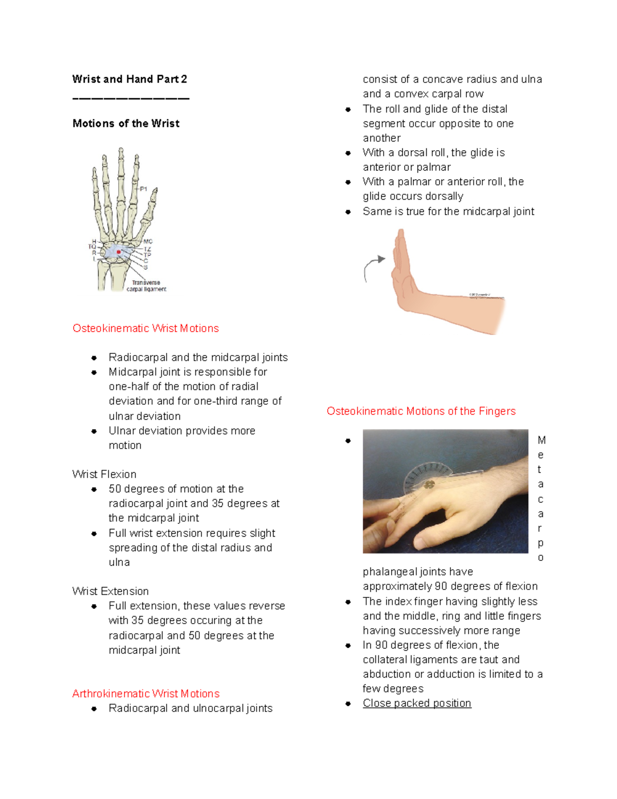 Wrist and Hand - Kinesiology (Part 1) - Wrist and Hand Part 2 ...