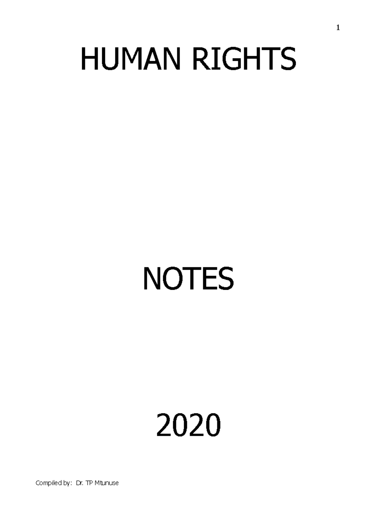Human Rights Notes 2020 - HUMAN RIGHTS NOTES 2020 Compiled by: Dr. TP ...