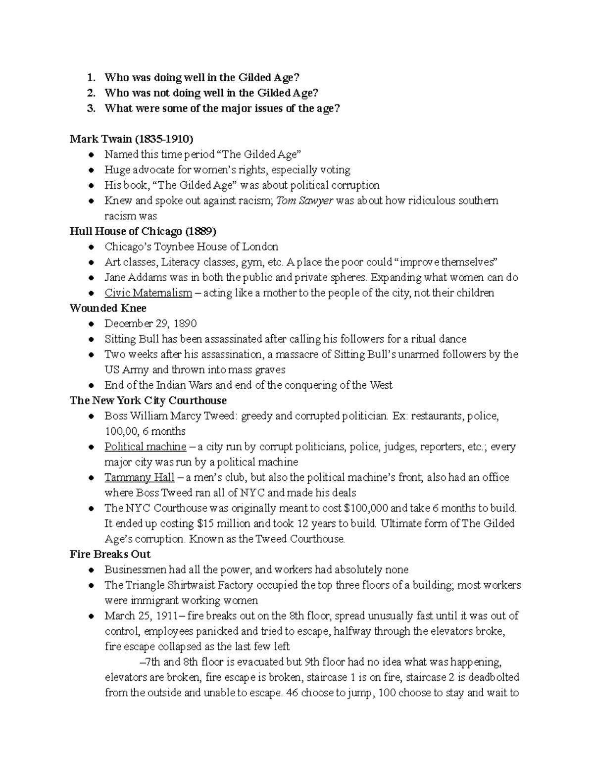 Major Issues and Figures of the Gilded Age - Studocu