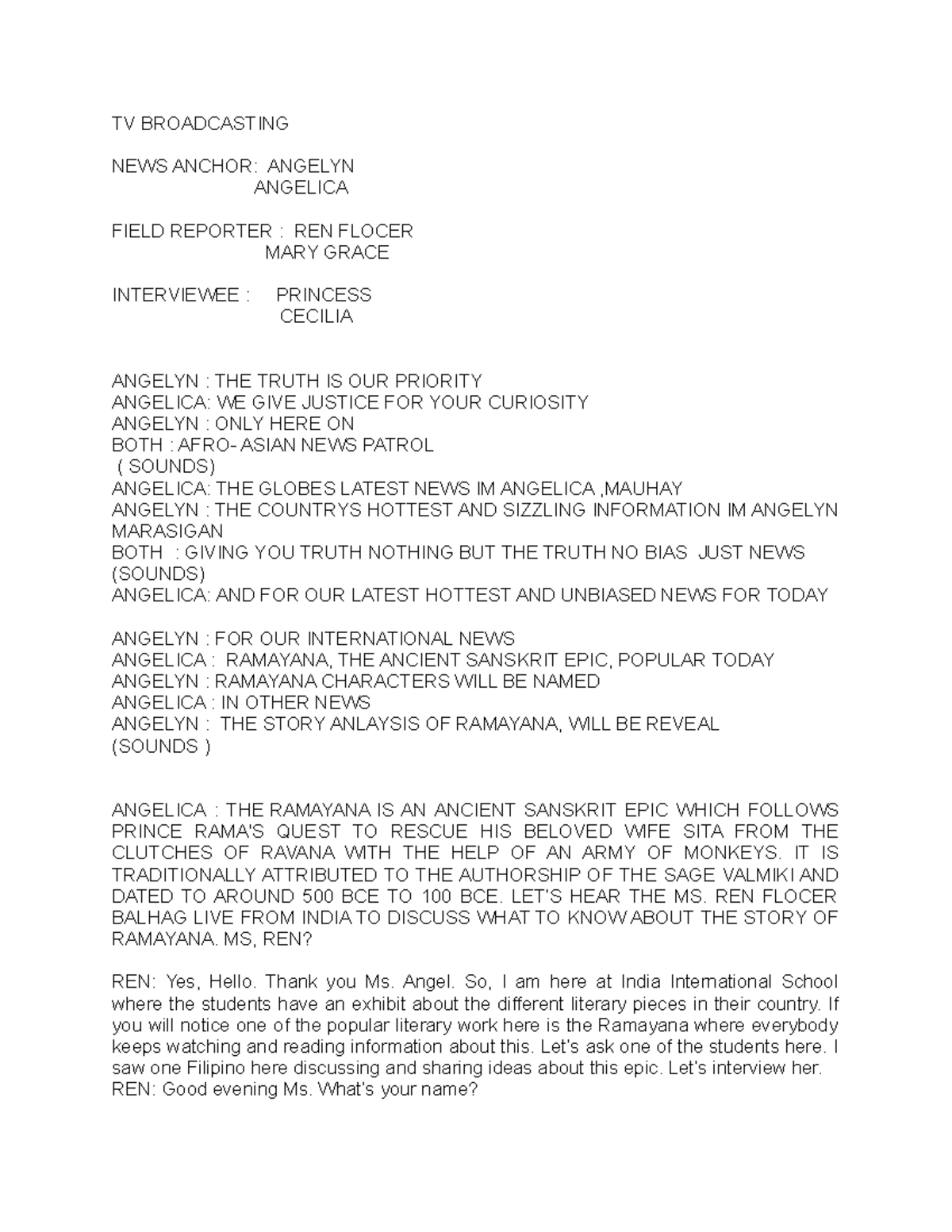 TV Broadcasting - GROUP DISCUSSION - TV BROADCASTING NEWS ANCHOR ...