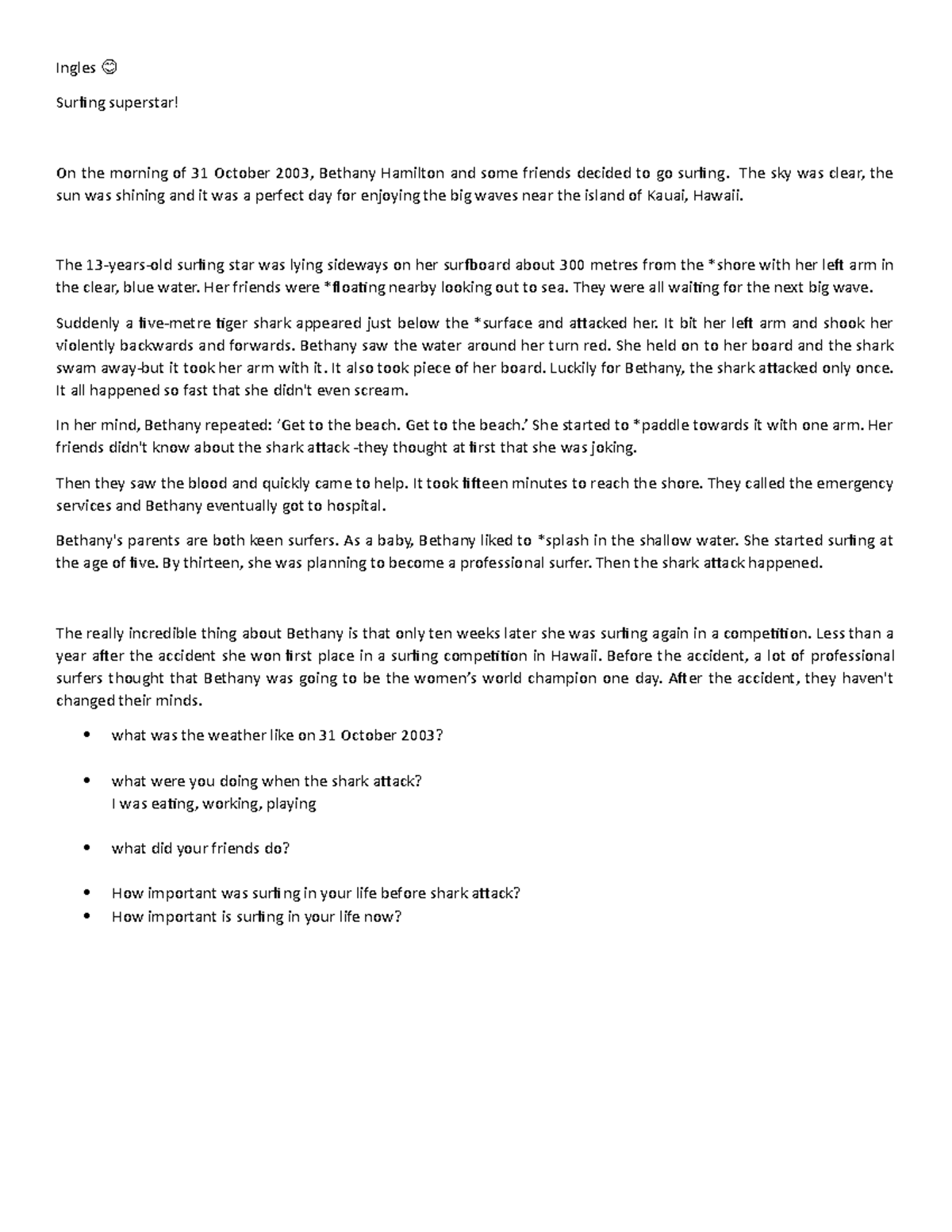 Surfing superstar! - Ingles 🐀 Surfing superstar! On the morning of 31 ...