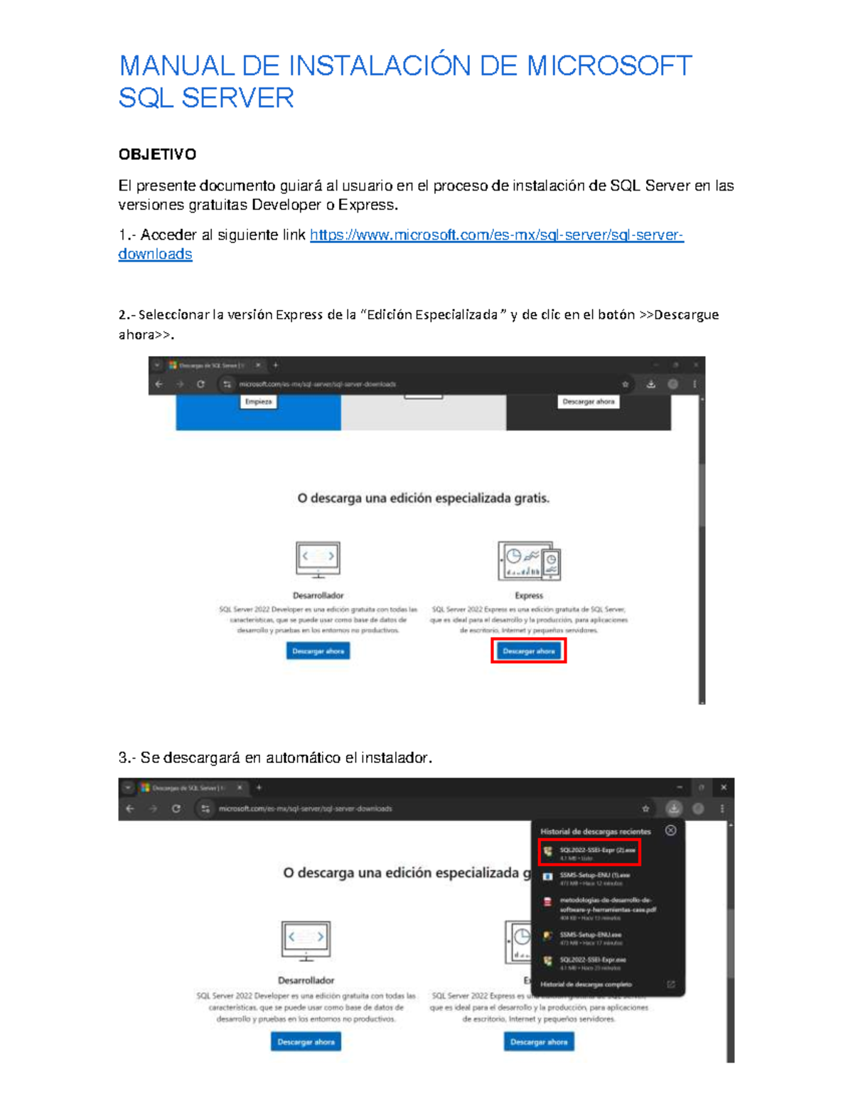 Tarea 3.- Reporte de instalación de SQL Server - MANUAL DE INSTALACIÓN ...