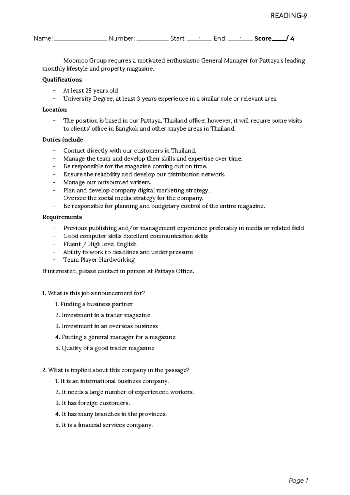 20210130101723 - koko - READING-9 Name: __________________ Number ...