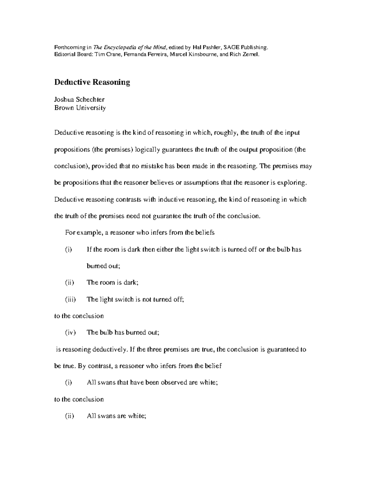 Deductive Reasoning - Test - Forthcoming in Editorial Board: Tim Crane ...