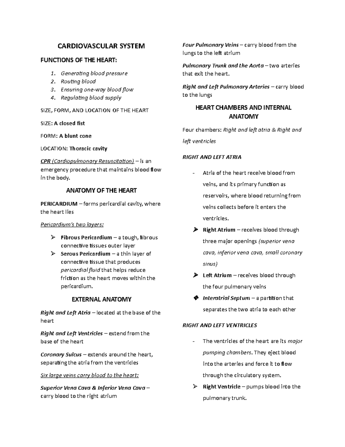 Cardiovascular System - Intro to Anatomy and Physiology ...