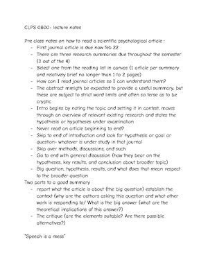 Clps 0800- lecture notes - Categorical Perception in Infants: Eimas et ...