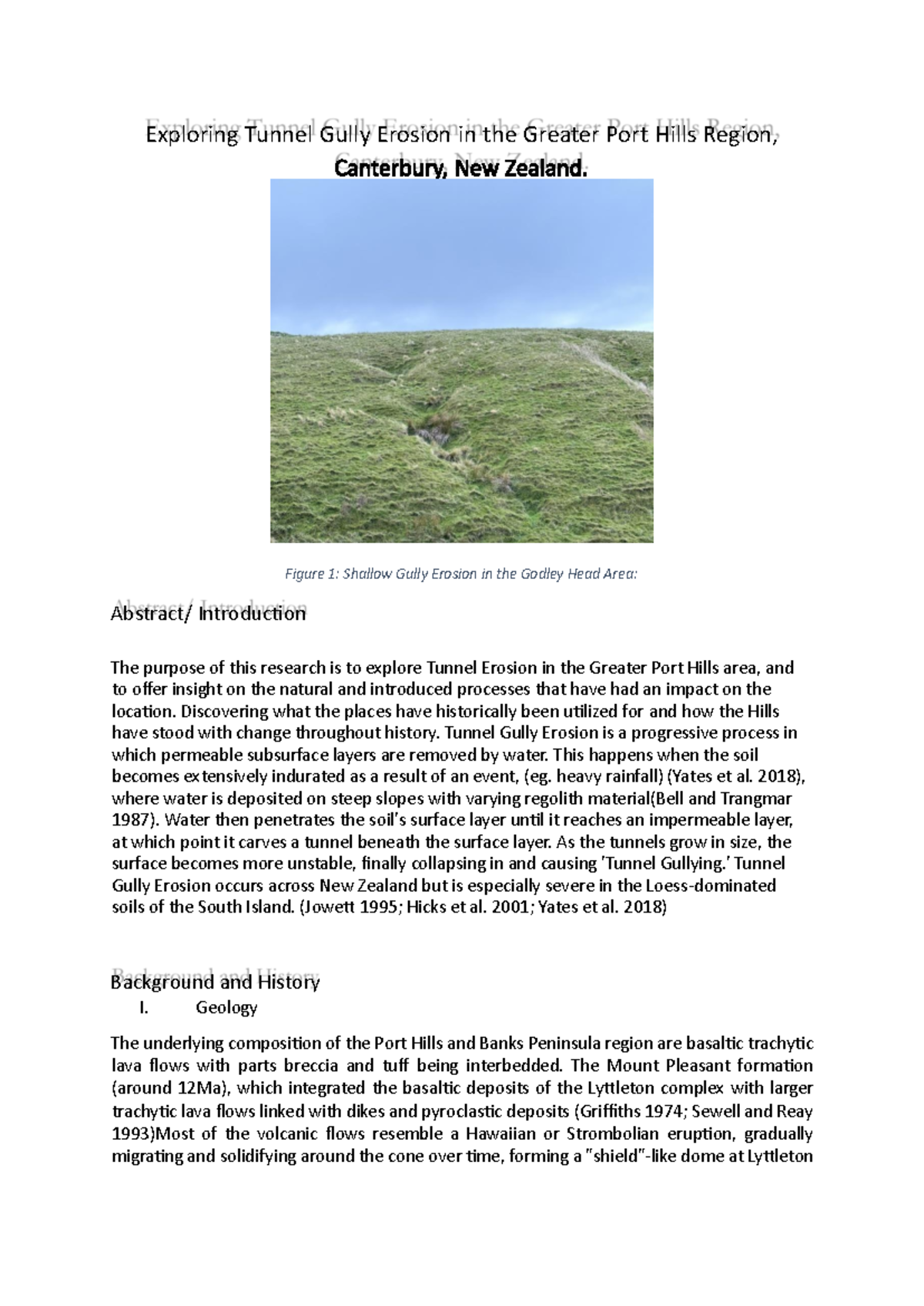 Exploring Tunnel Gully Erosion in the Greater Port Hills - Figure 1 ...