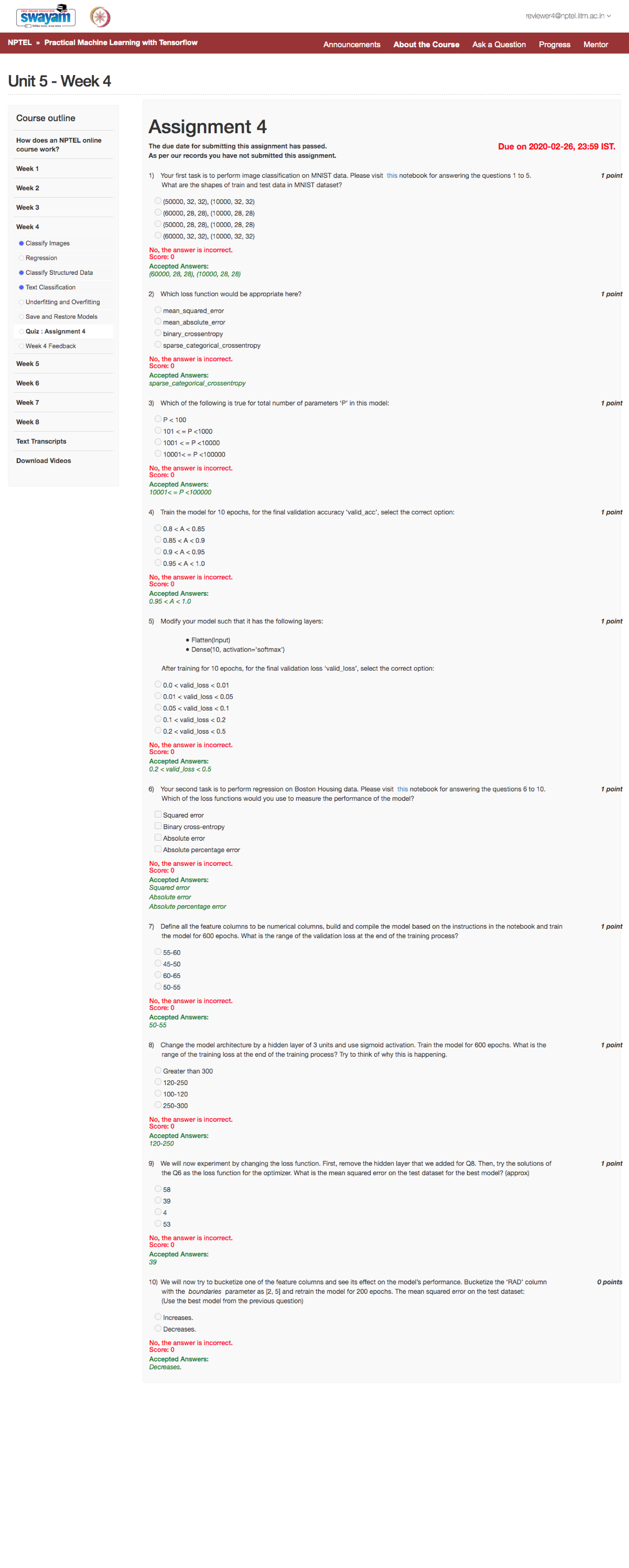 Noc20 cs44 assigment 4 - nptel assignment for practical machine learning , credits to iit madras ...