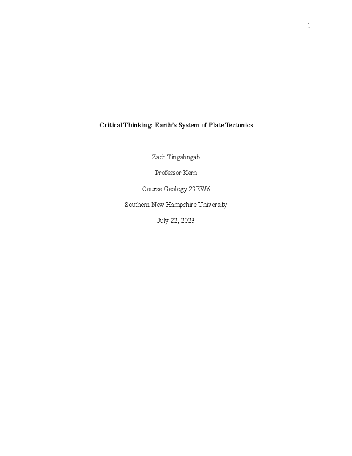 4-3 Critical Thinking Earth's System - Critical Thinking: Earth’s ...