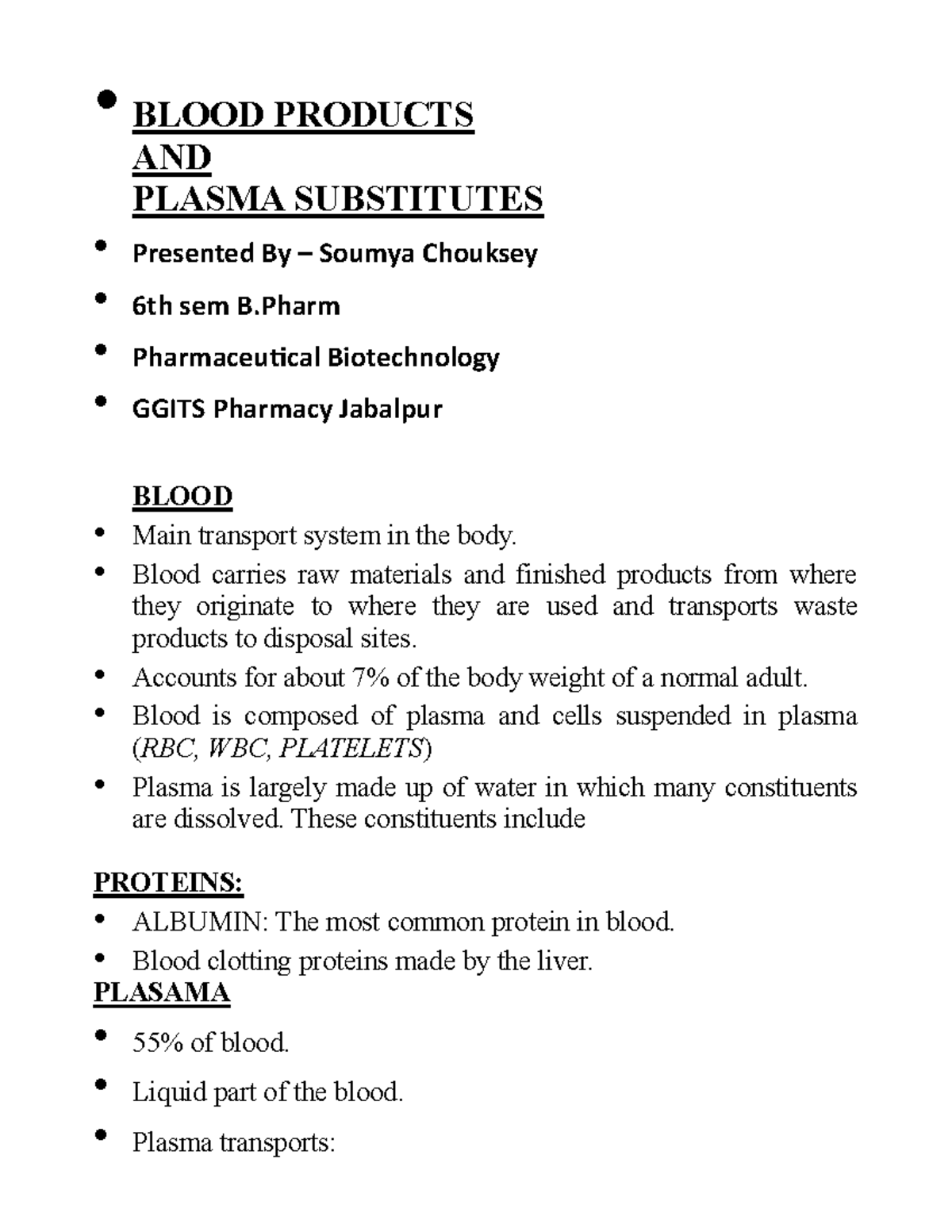 biotechnology notes 6th sem - • BLOOD PRODUCTS AND PLASMA SUBSTITUTES ...