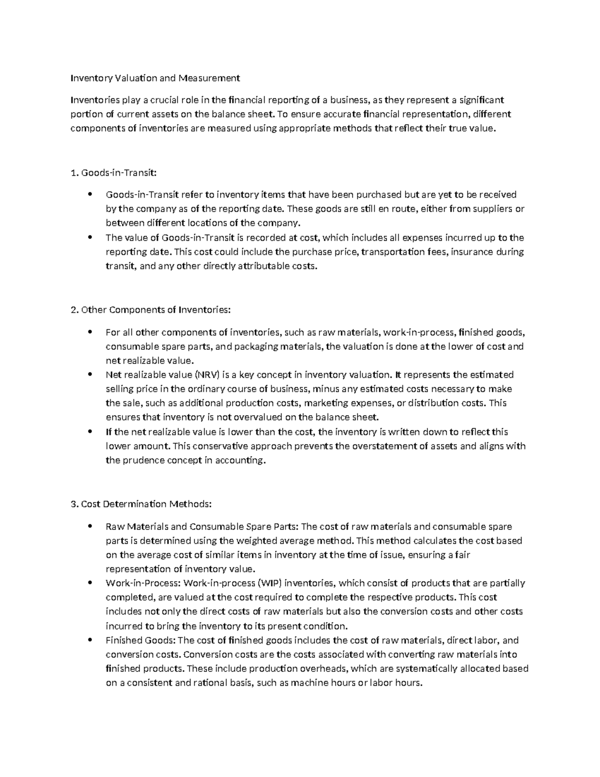 Acn305 Assignment - Inventory Valuation and Measurement Inventories play a crucial role in the ...