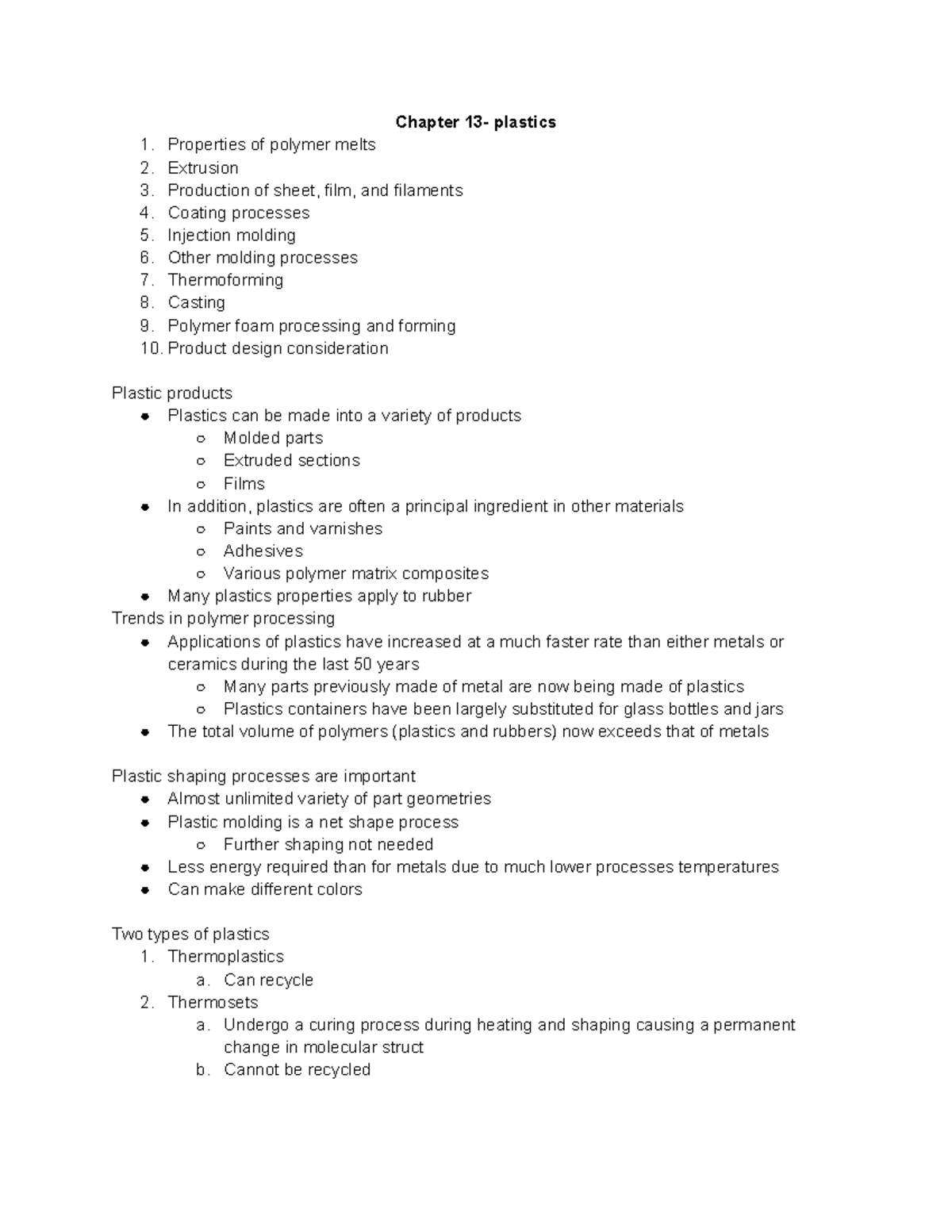 Classes 12-15 - Lecture notes 12-15 - Chapter 13- plastics Properties ...
