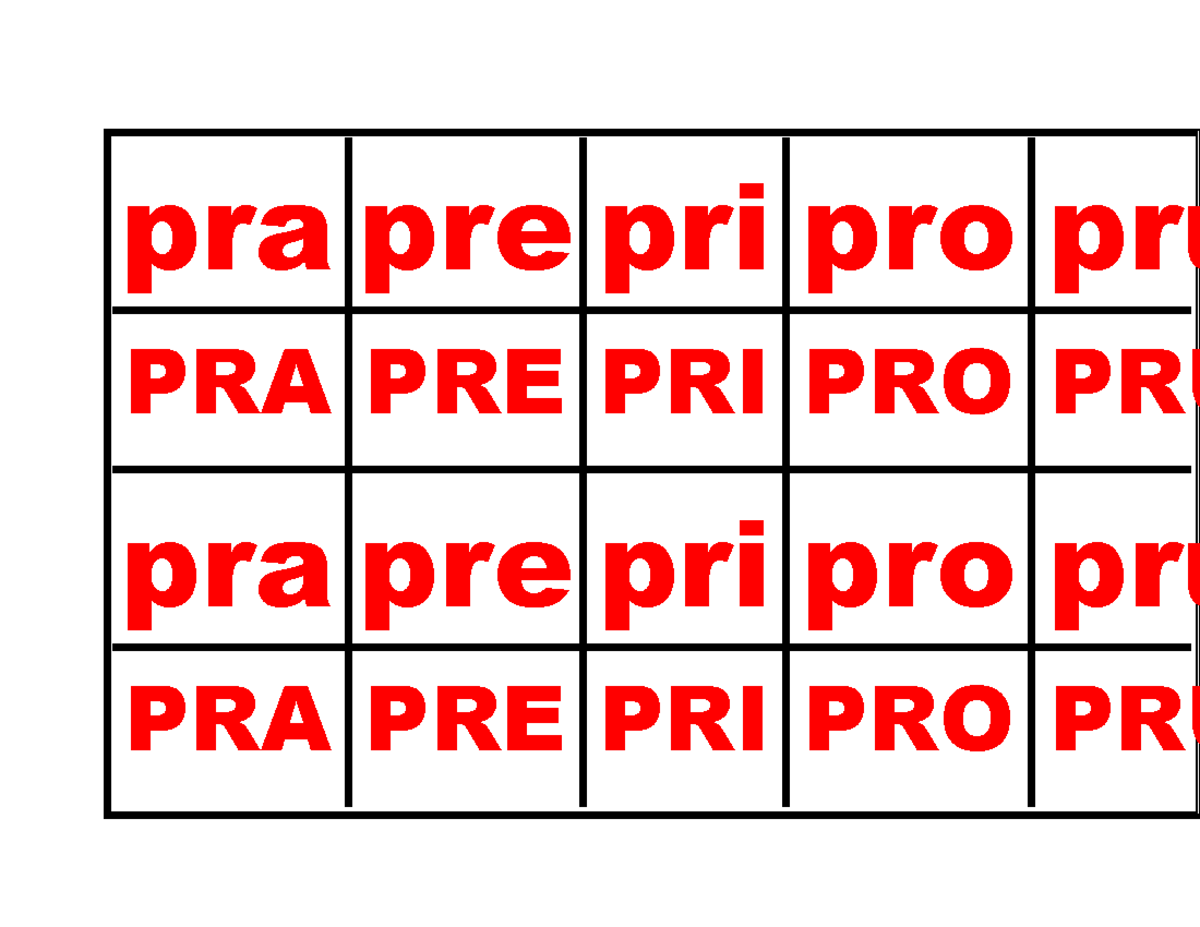 Ficha de silabas - sss - Comunicación Y Redacción - pra pre pri pro pru ...