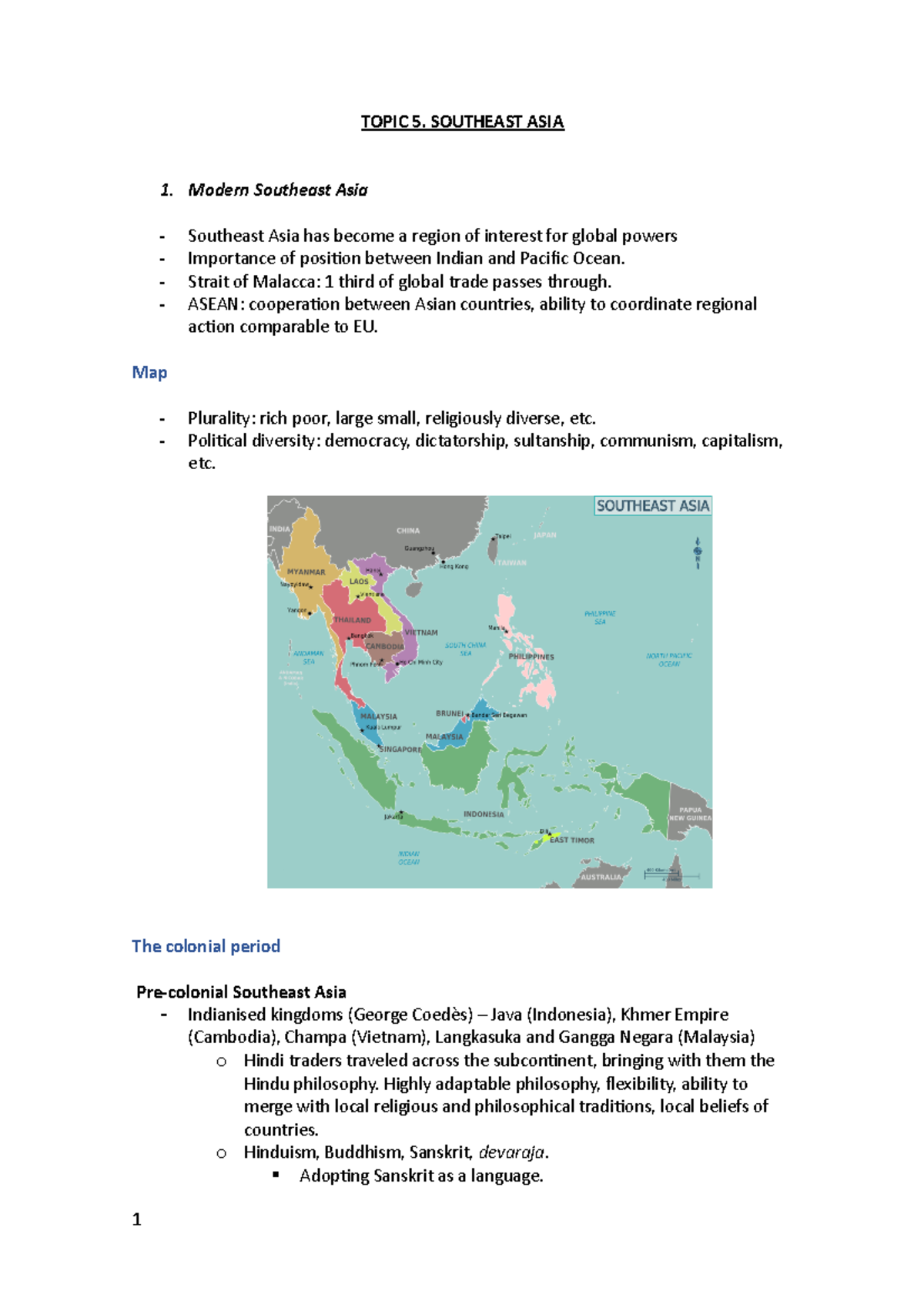 Topic 5-SEA - TOPIC 5. SOUTHEAST ASIA Modern Southeast Asia Southeast ...