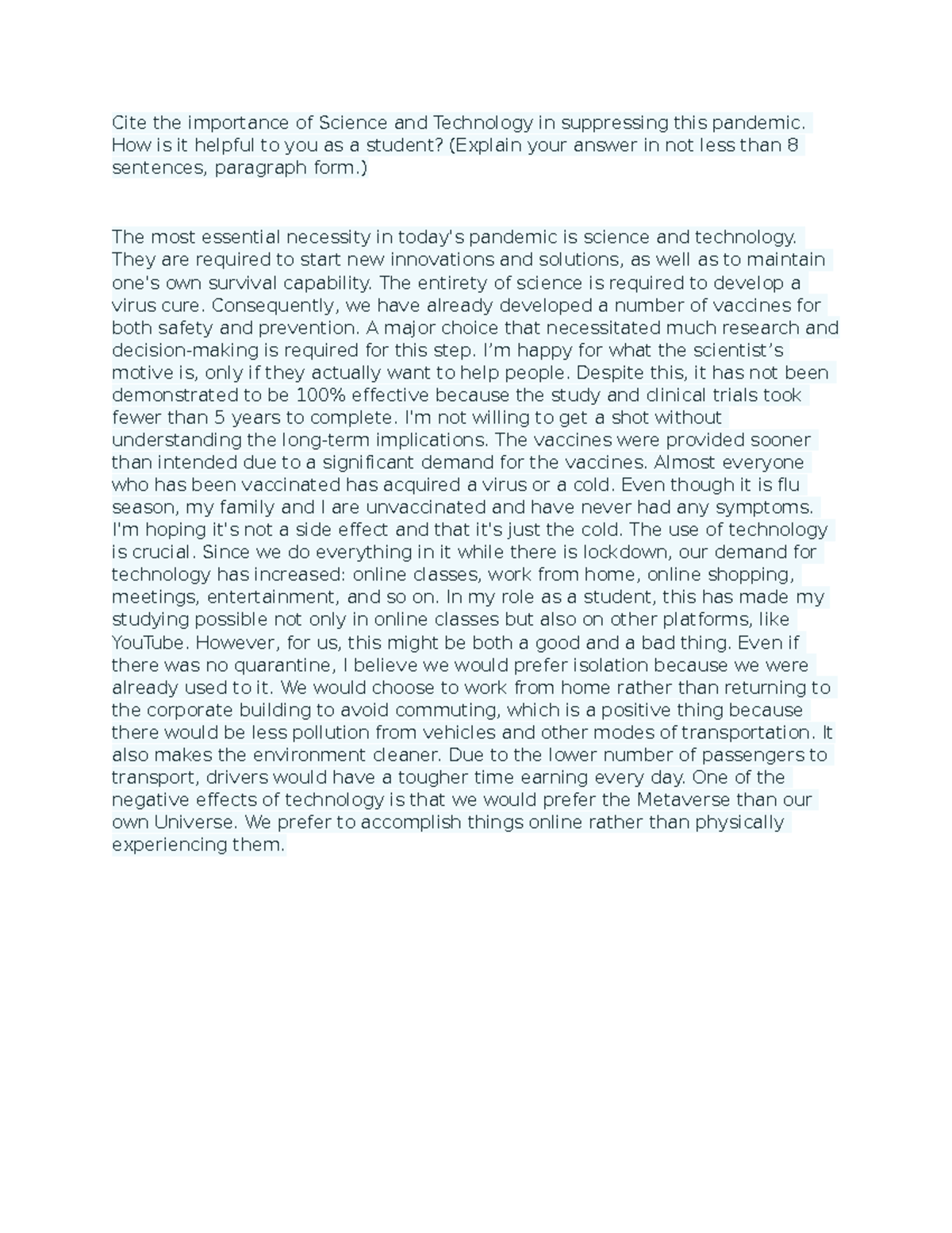 Science and Technology - How is it helpful to you as a student ...