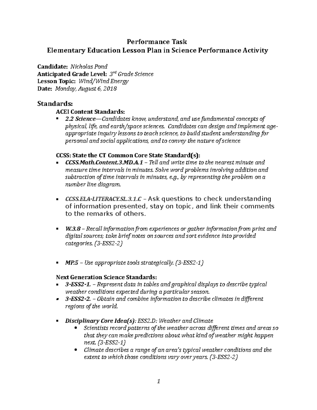 Science lesson two - Prof. Maur - Performance Task Elementary Education ...