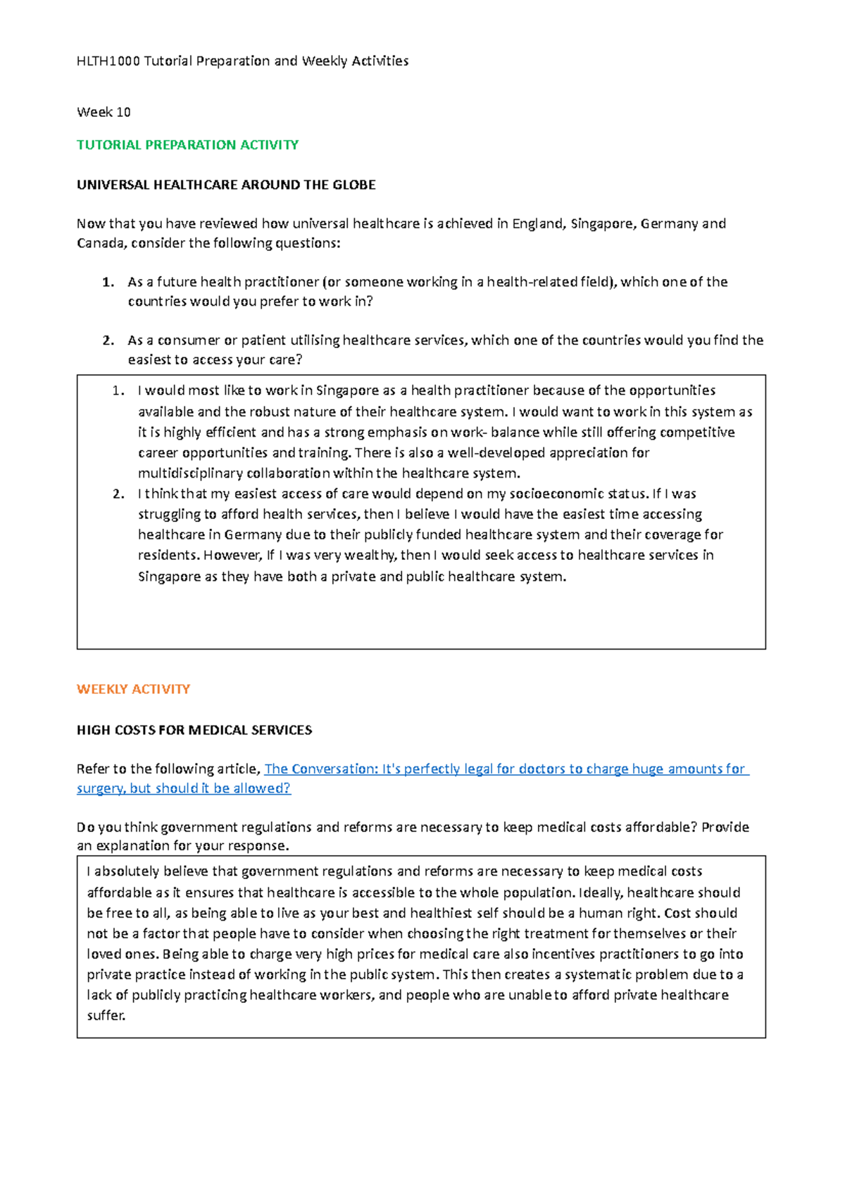 Week 10 tutorial preparation and weekly activities - HLTH1000 Tutorial Preparation and Weekly ...