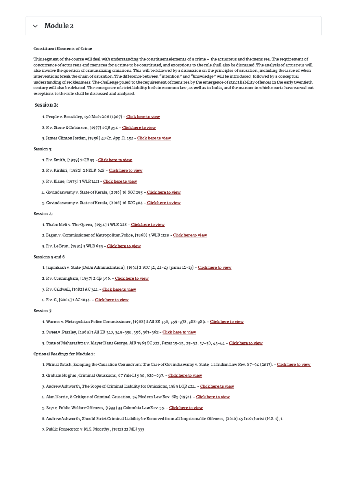 Course Criminal Law Syllabus - Constituent Elements of Crime This ...
