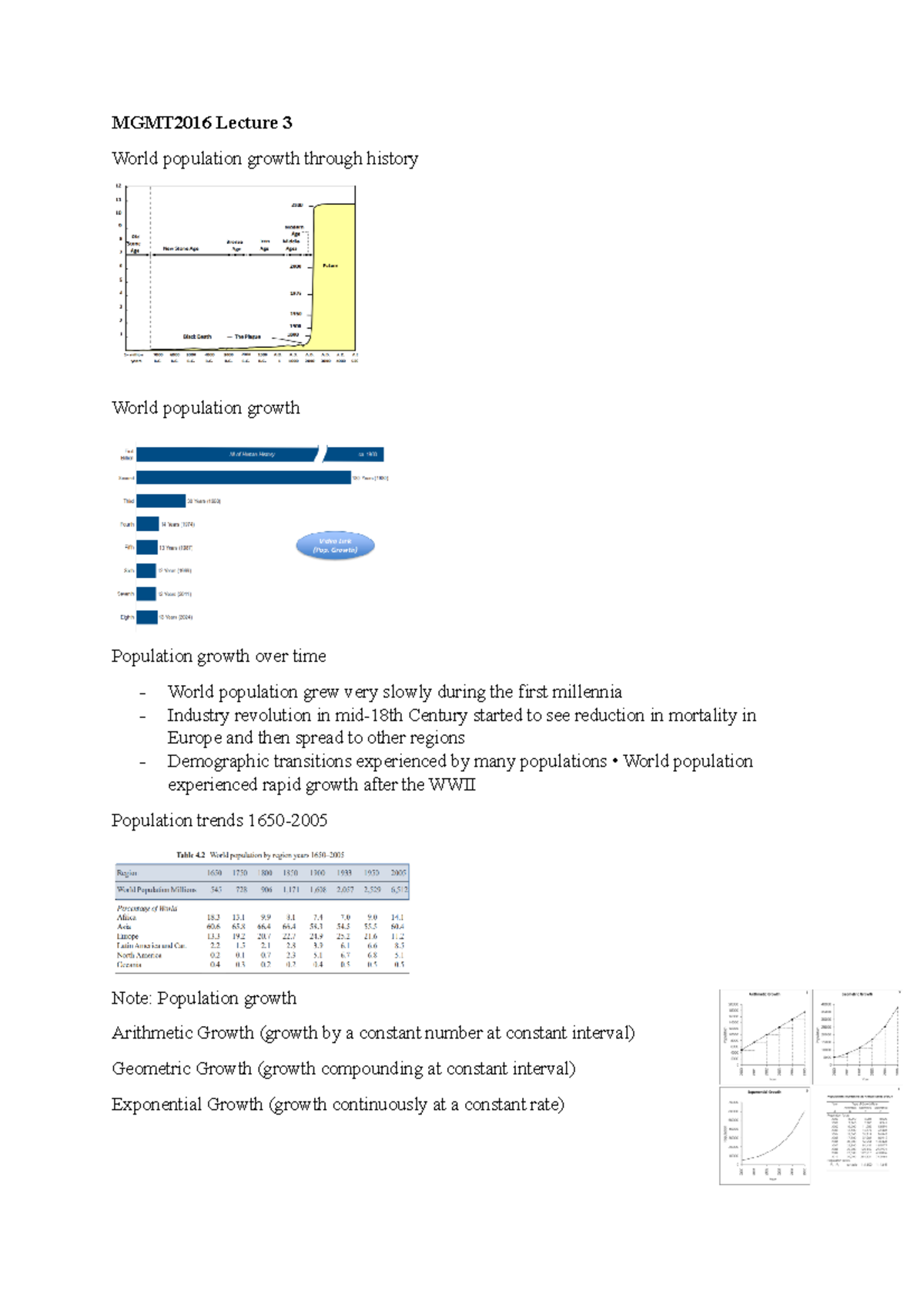 MGMT2016 Lecture 3: Population Growth and sustainability - MGMT2016 ...