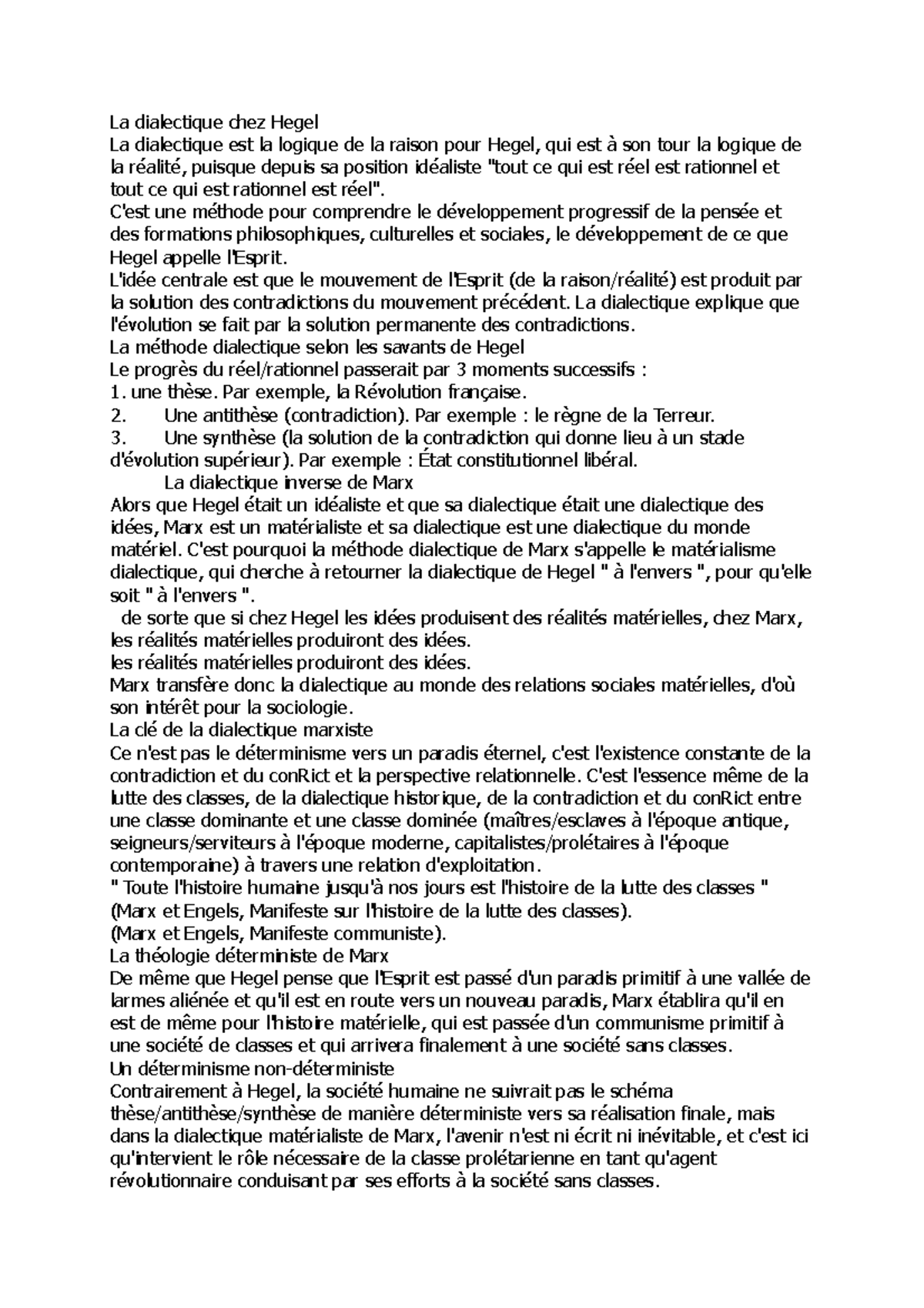 La dialectique chez Hegel - Sociologie Politique - La Rochelle - Studocu