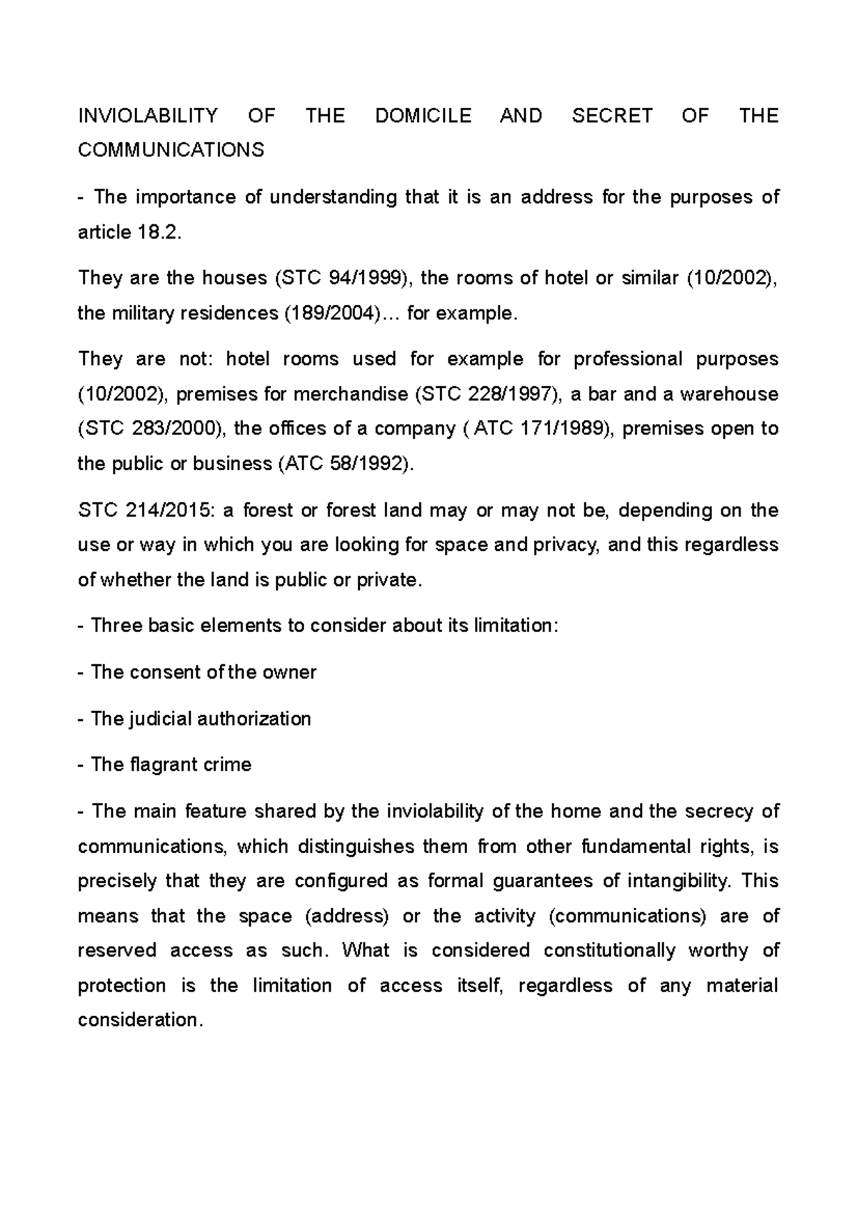 Law Lecture Notes Full Course Notes Complete And Lessons Summaries Complete Inviolability